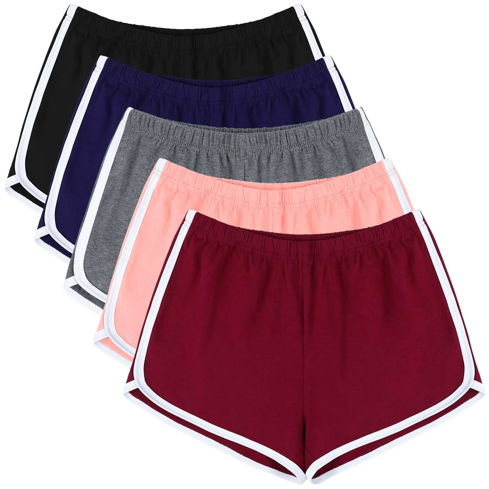 URATOT 5 Pack Women's Cotton Yoga Dance Short Pants Sport Shorts Summer ...