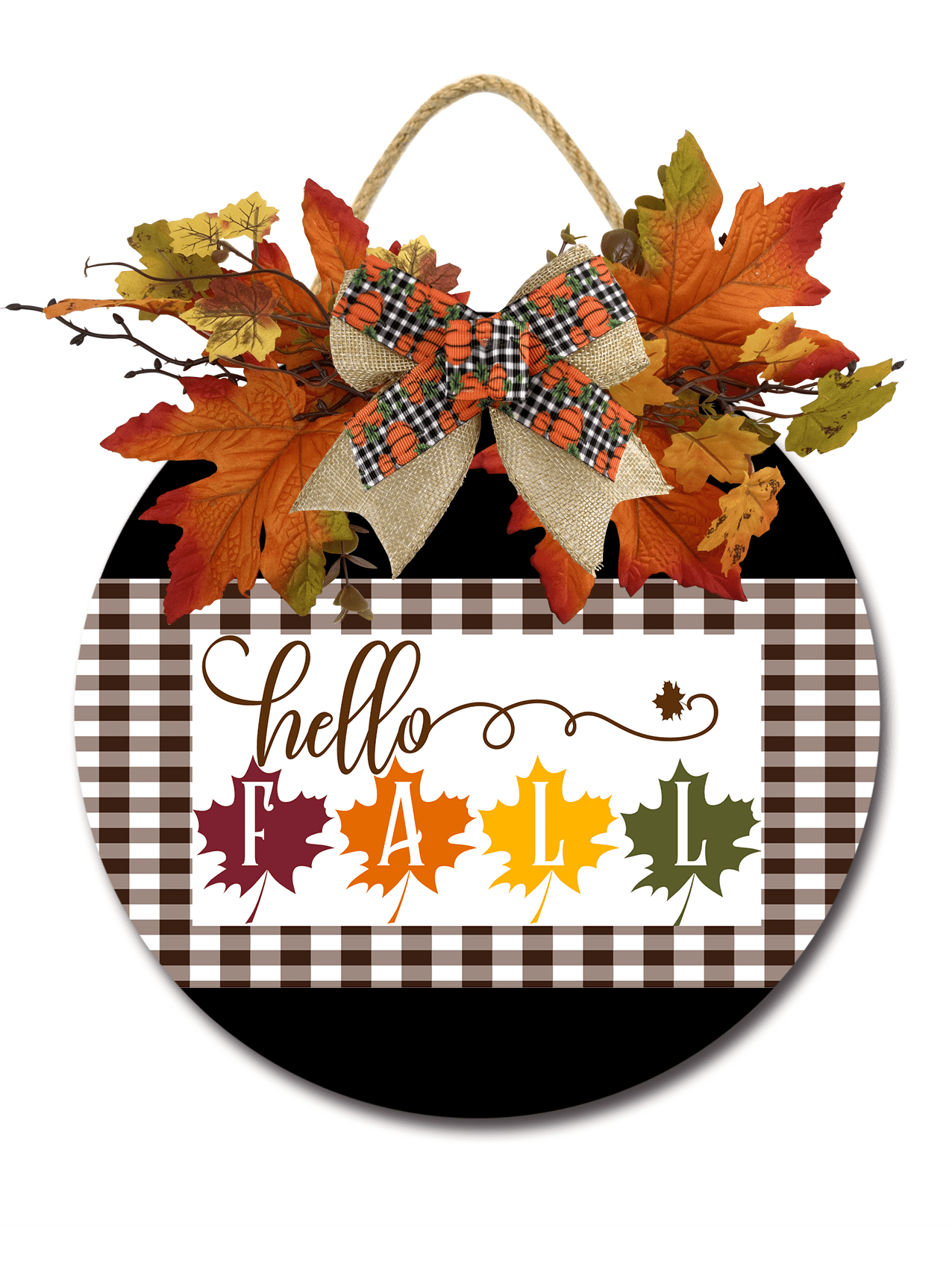 Front Door Porch Decorations Hello Fall Door Hanging Sign 11 inch ...