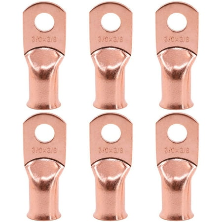 6Pcs 3/0x3/8'' Copper Wire Lugs UL Listed Battery Cable Closed Ends ...