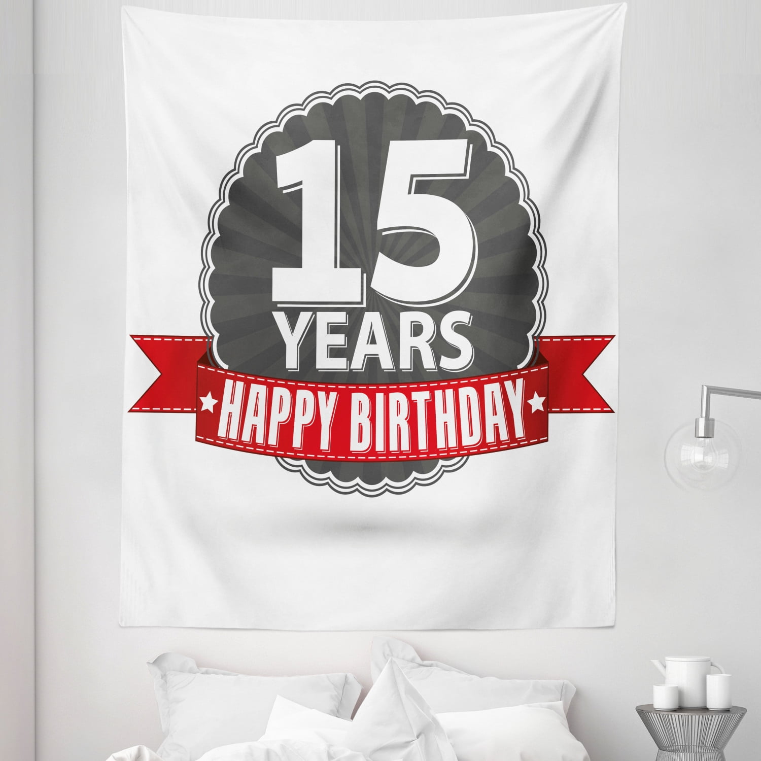 15th Birthday Tapestry, 15 Years Emblem and Celebration in Vintage ...