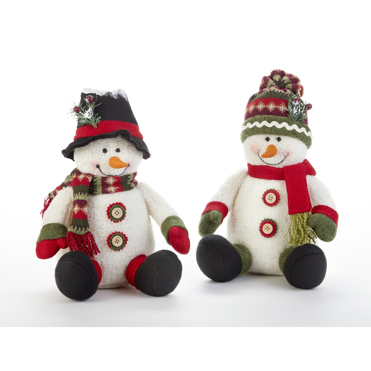 Delton 11.5" Terry Christmas Split Leg Snowman Figurine, 2 Assorted ...
