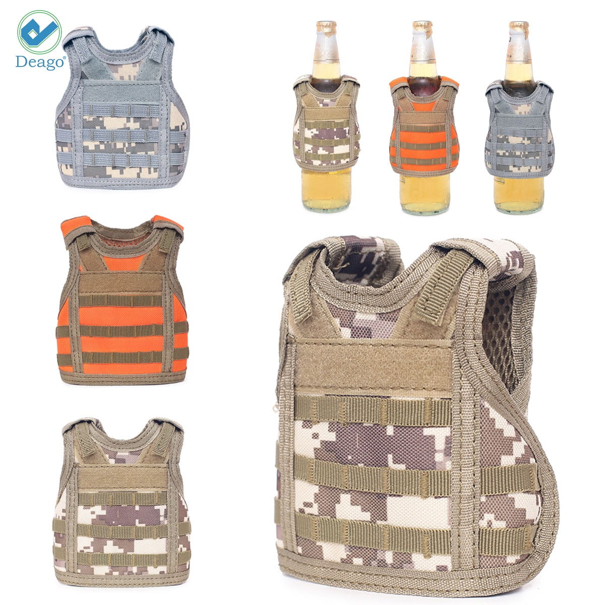 Deago Military Tactical Beer Vests Bottle Sleeve Cover Beverage Cooler ...