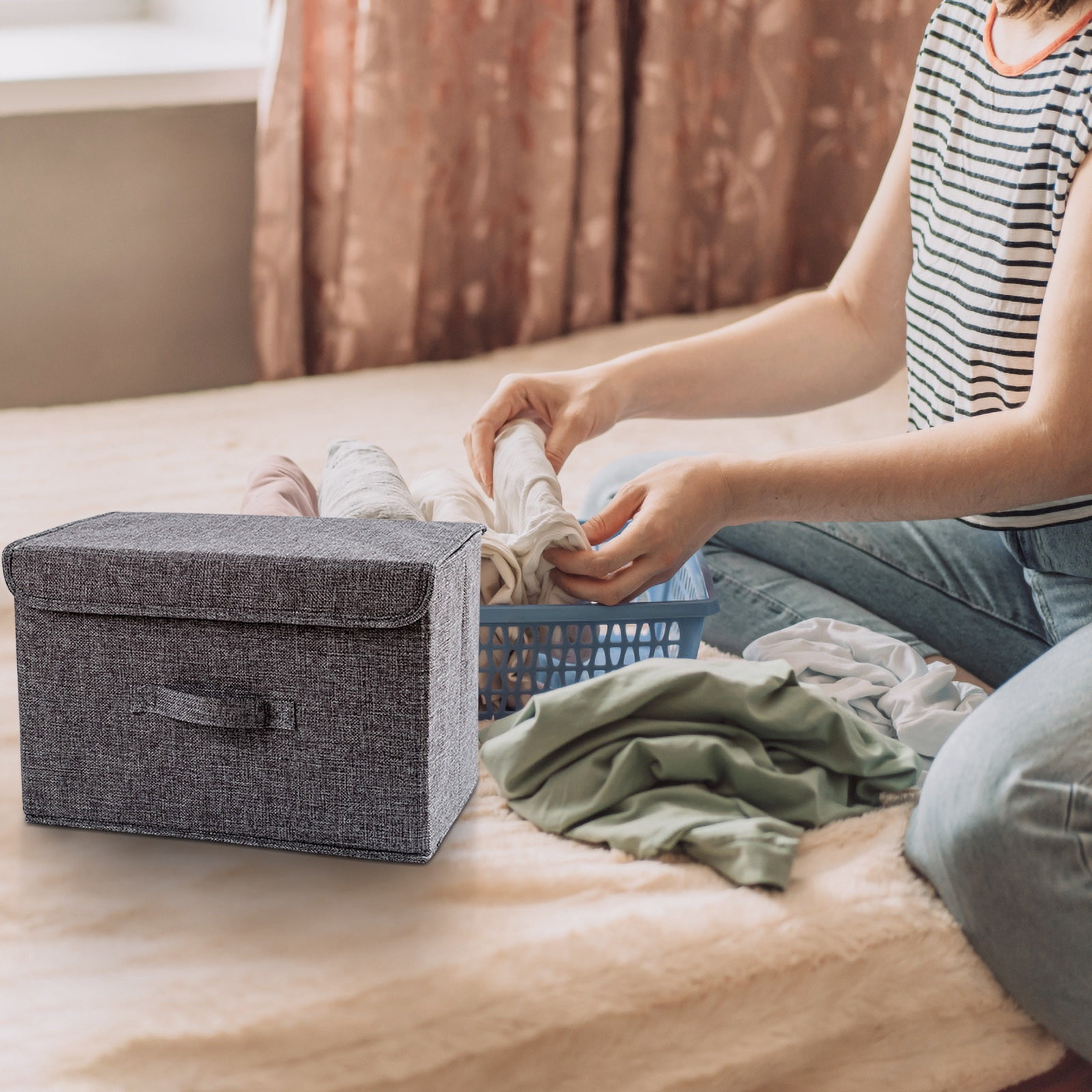 Clothing Storage Bags,Cotton Linen Cloth Covered Storage Box for ...