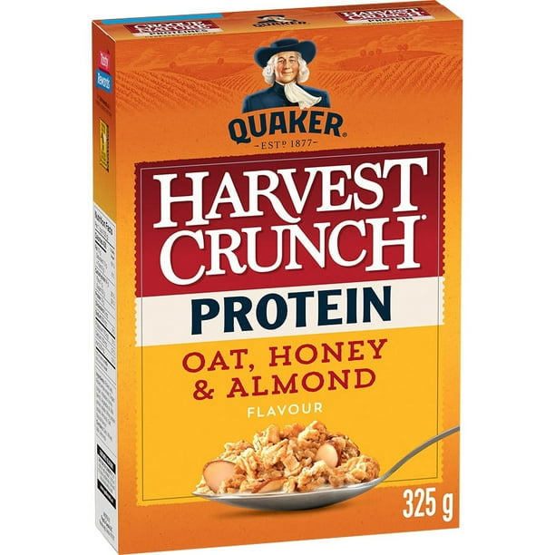 Quaker Harvest Crunch Protein Oat, Honey and Almond Cereal, 325g ...