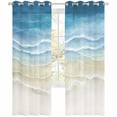 Blue Beige Gradient Beach Sheer Curtains 63 Inch Long 2 Panels ...