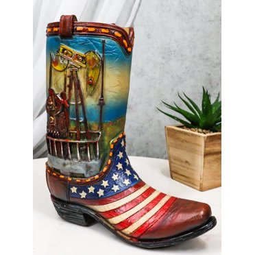 Western Cowboy Patriotic US Flag Liberty Bell Eagle Cowboy Boot Money ...