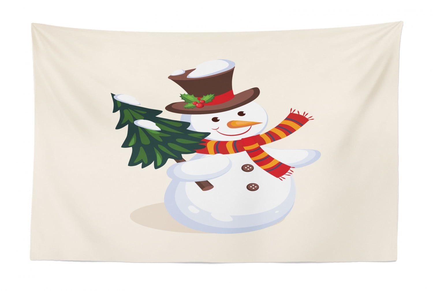 Snowman Tapestry, Poster Like Design of Items Merry Christmas and Best ...