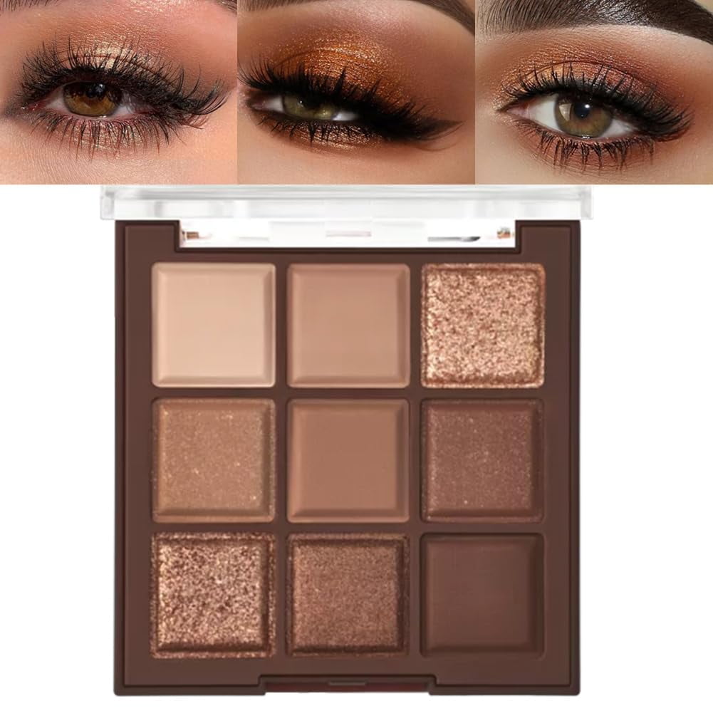 Paleta de sombras de ojos FLYEEO, marrón neutro, oro rosa, 9 colores ...