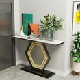 FLIP TRADE Sintered Stone Console Table with Geometric Base Sofa Table ...