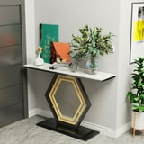 FLIP TRADE Sintered Stone Console Table with Geometric Base Sofa Table ...