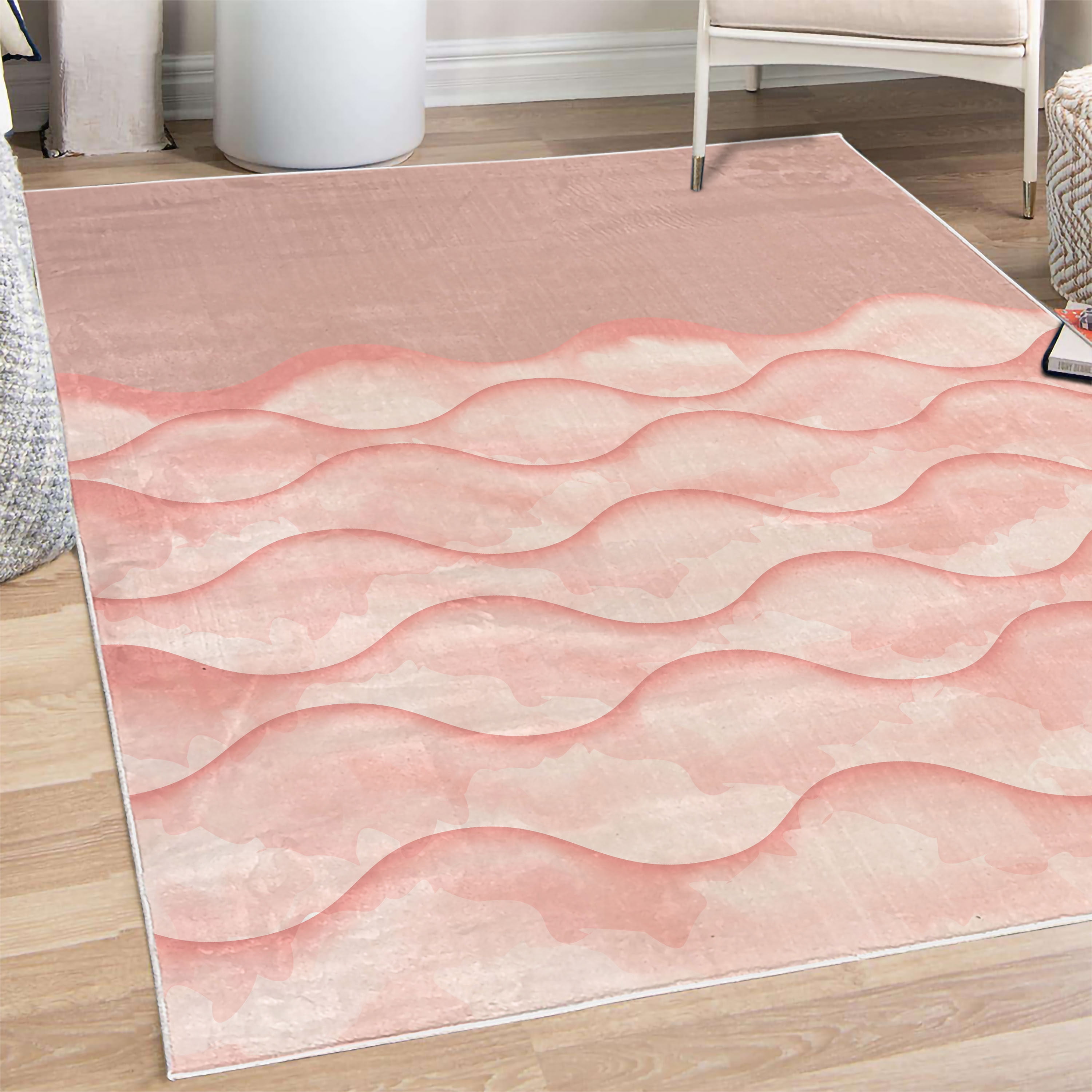 Ocean Decorative Rug, Sea Waves Illustration Features Liquid Ocean ...