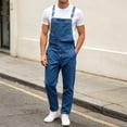 Bib Denim Overalls For Men Adjustable Strap Elastic Waist Jumpsuit ...