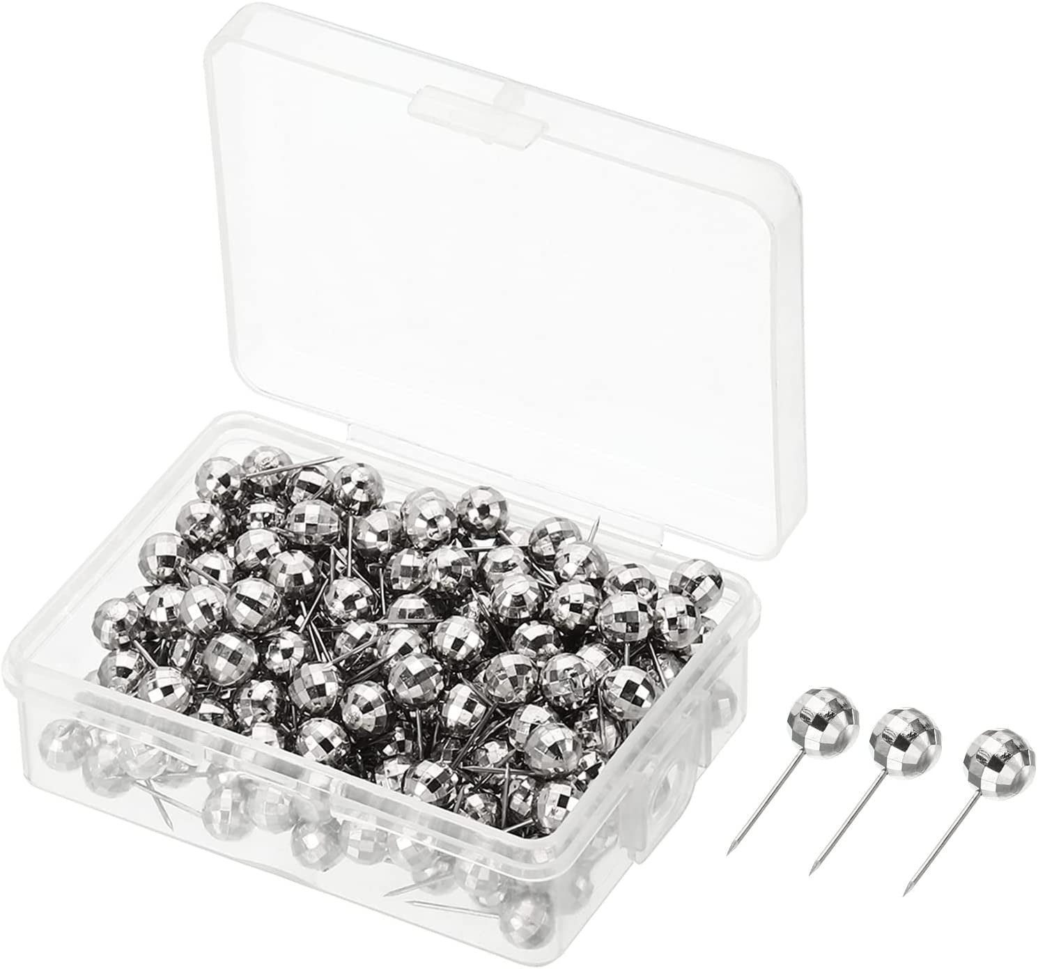 Push Pins, 200 Pack Round Head Map Tacks Thumb Steel Point for Office Cork Board, Silver ...