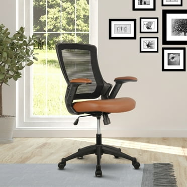 Mid-Back Coffee Brown Mesh Padded Swivel Task Office Chair with Chrome ...