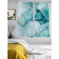 Abstract Teal Marble Gold Stripe Chiffon Sheer Curtains 72 Inches Long ...