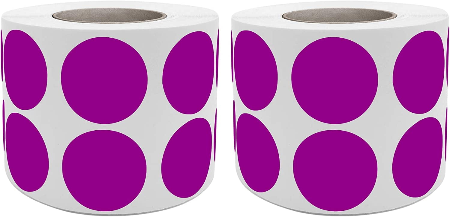 Purple Color Coding Round Stickers 3/4 Inch (19MM) 2100 Pack on 2 Rolls ...