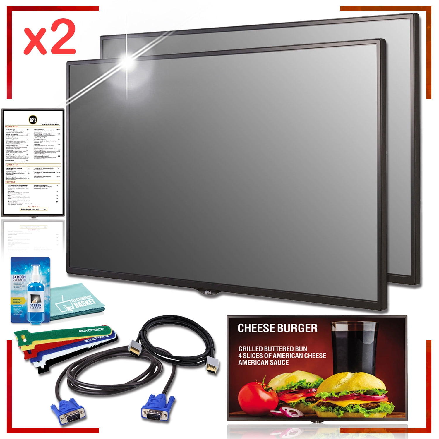 LG SM5KD-Series 32 in-Class Full HD Commercial Smart LED Display x2 ...