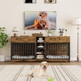 82 Inch Double Dog Crate Furniture - Indoor Kennel for 2 Dogs with ...