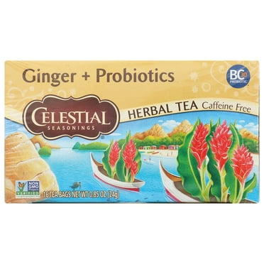 Celestial Seasonings Herbal Tea, Ginger Plus Probiotics, 20 Count ...