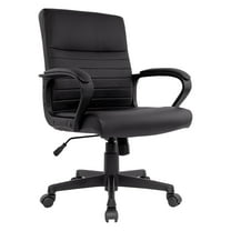 Staples Rutherford Luxura Black Manager Chair, Mid-Back Modern ...