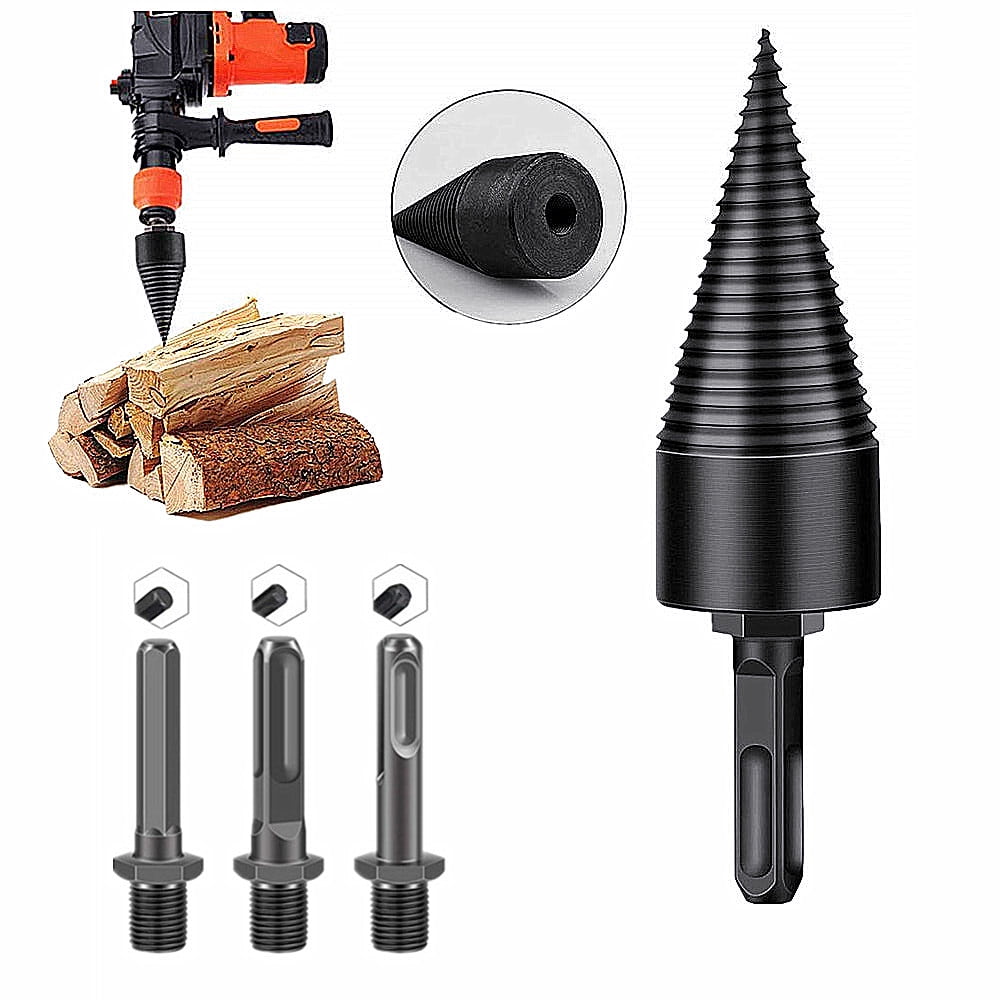 Firewood Drill Bit 4PCS Removable Log Splitter Cone Hex+Square+Round ...