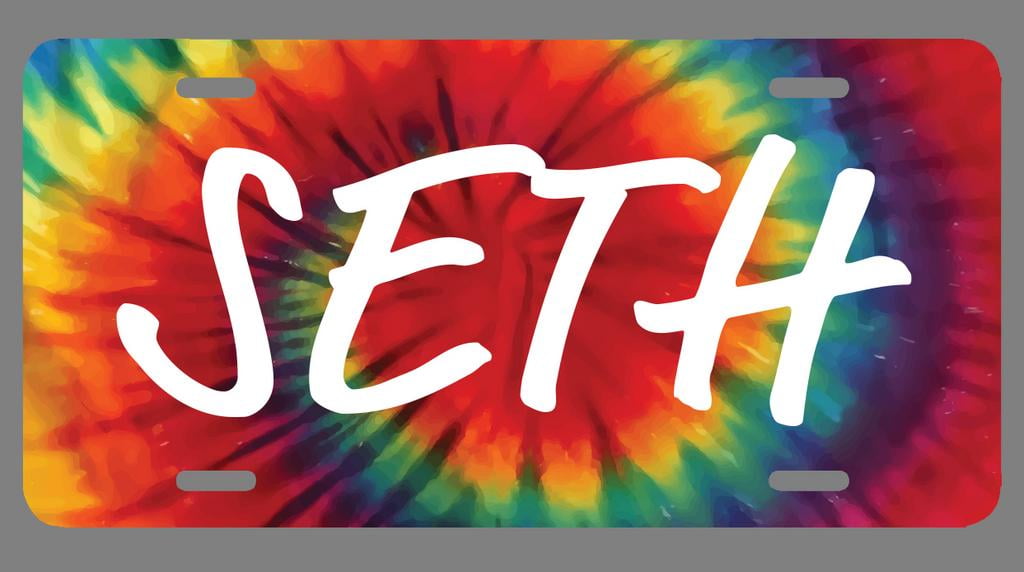 Seth Name Tie Dye Style License Plate Tag Vanity Novelty Metal | UV ...