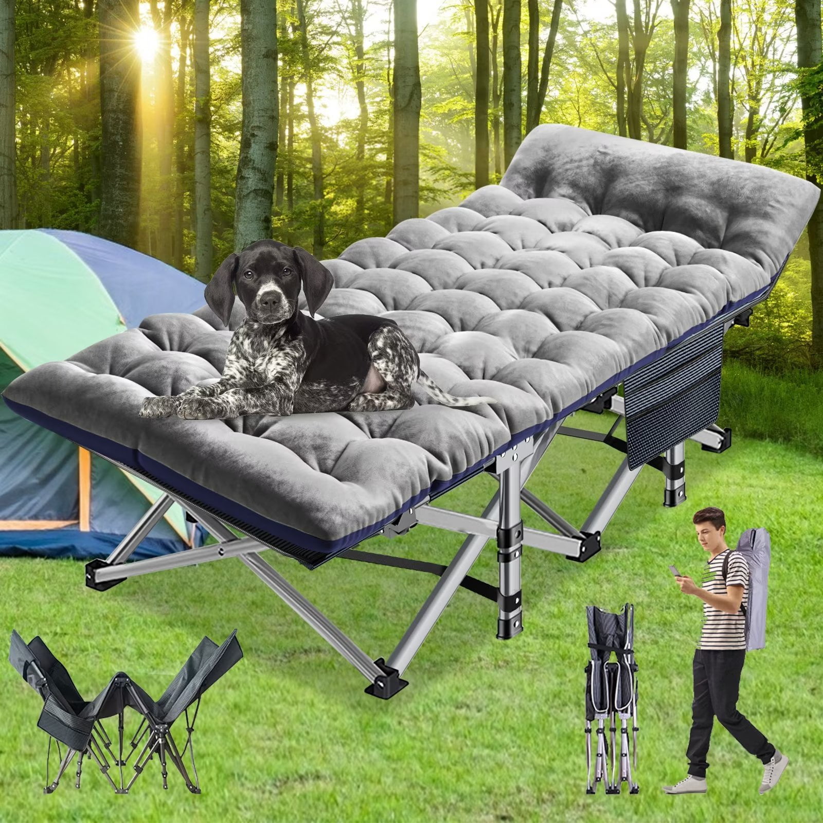 Lilypelle Camping Cot,Portable Folding Outdoor Bed with Carry Bag for ...