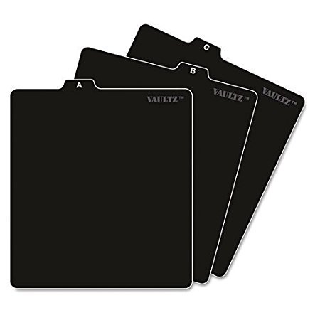 Vaultz A to Z CD and DVD Storage File Guides, 26 Guides per Box, Black ...