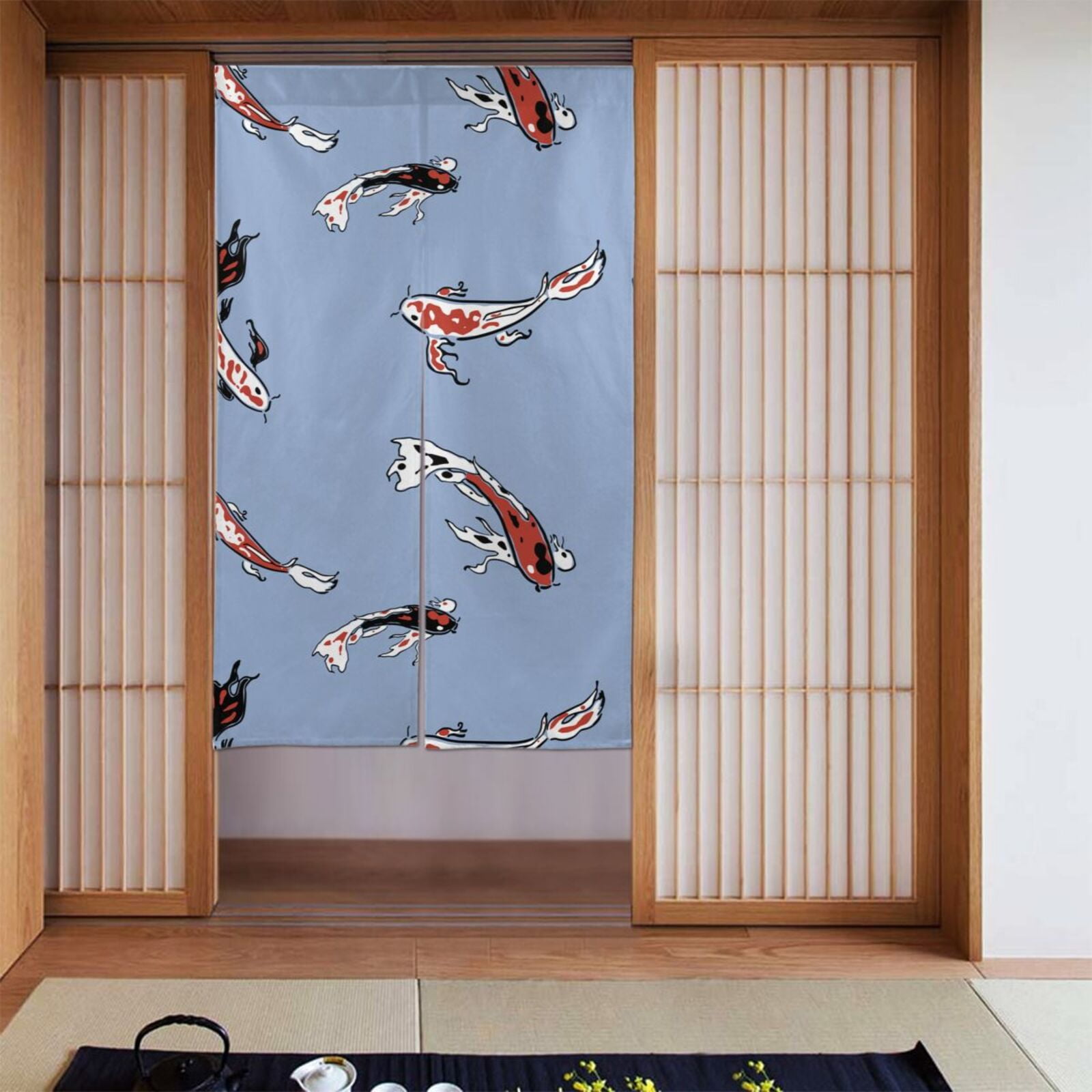 Doorway Drape Split Curtains, Koi Carp Fish Room Divider Privacy Door ...