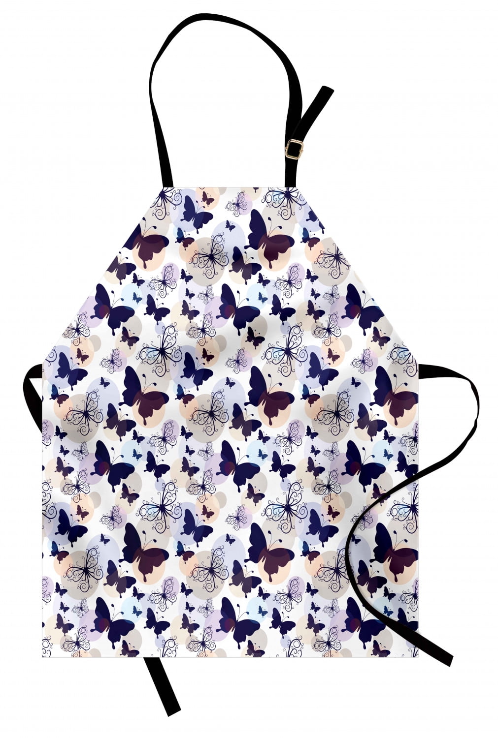 Butterfly Apron Artistic Silhouettes and Figures with Swirled Curly ...