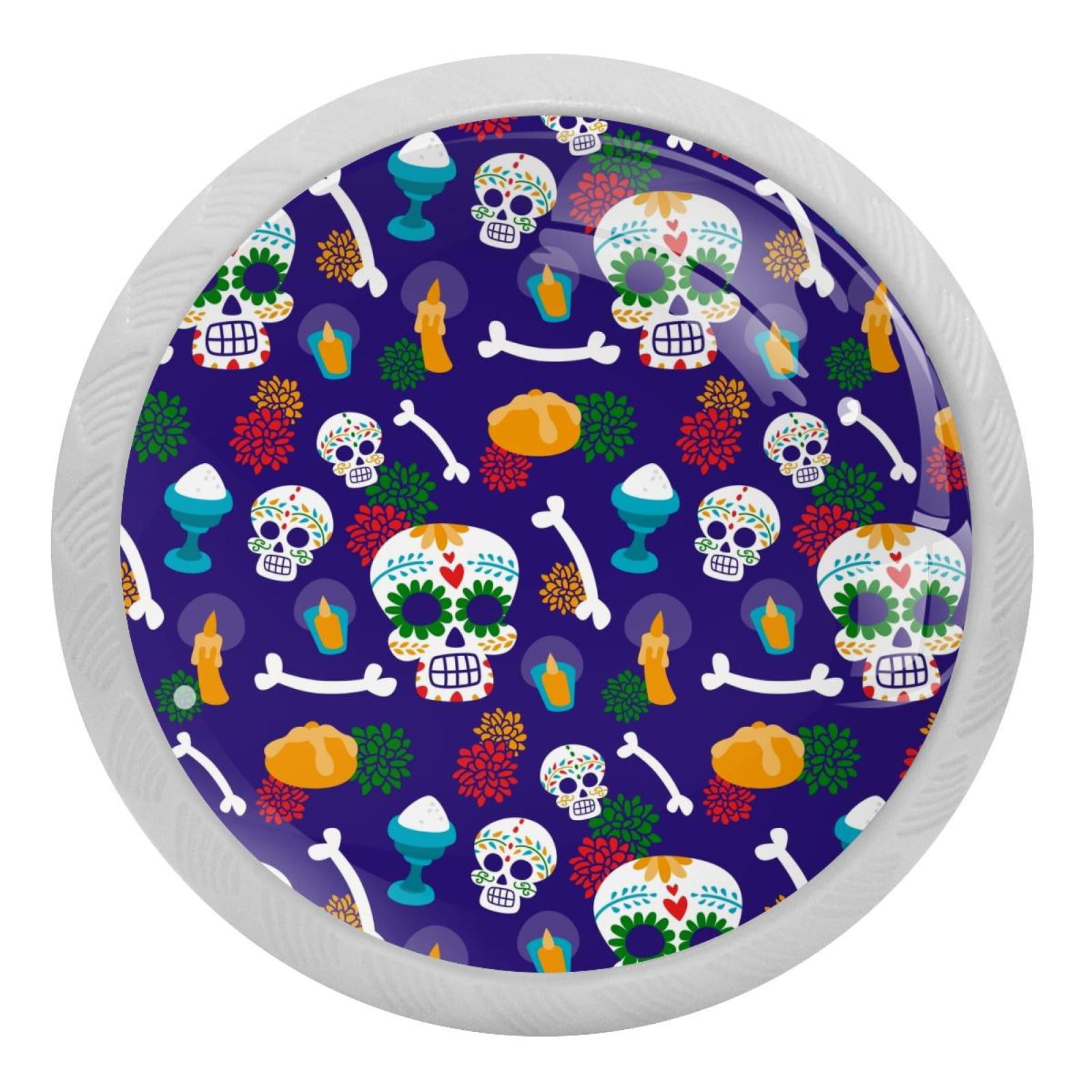 4PCS Round Skull Cabinet Fluorescence Knob Glowing in the Dark ...