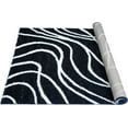 HR Plush Cobalt and White Wave-Patterned Shag Rug, 1-Inch-Thick Soft ...