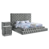 FOA Biron 3pc Gray Fabric Upholstered Bedroom Set - King + 2 ...