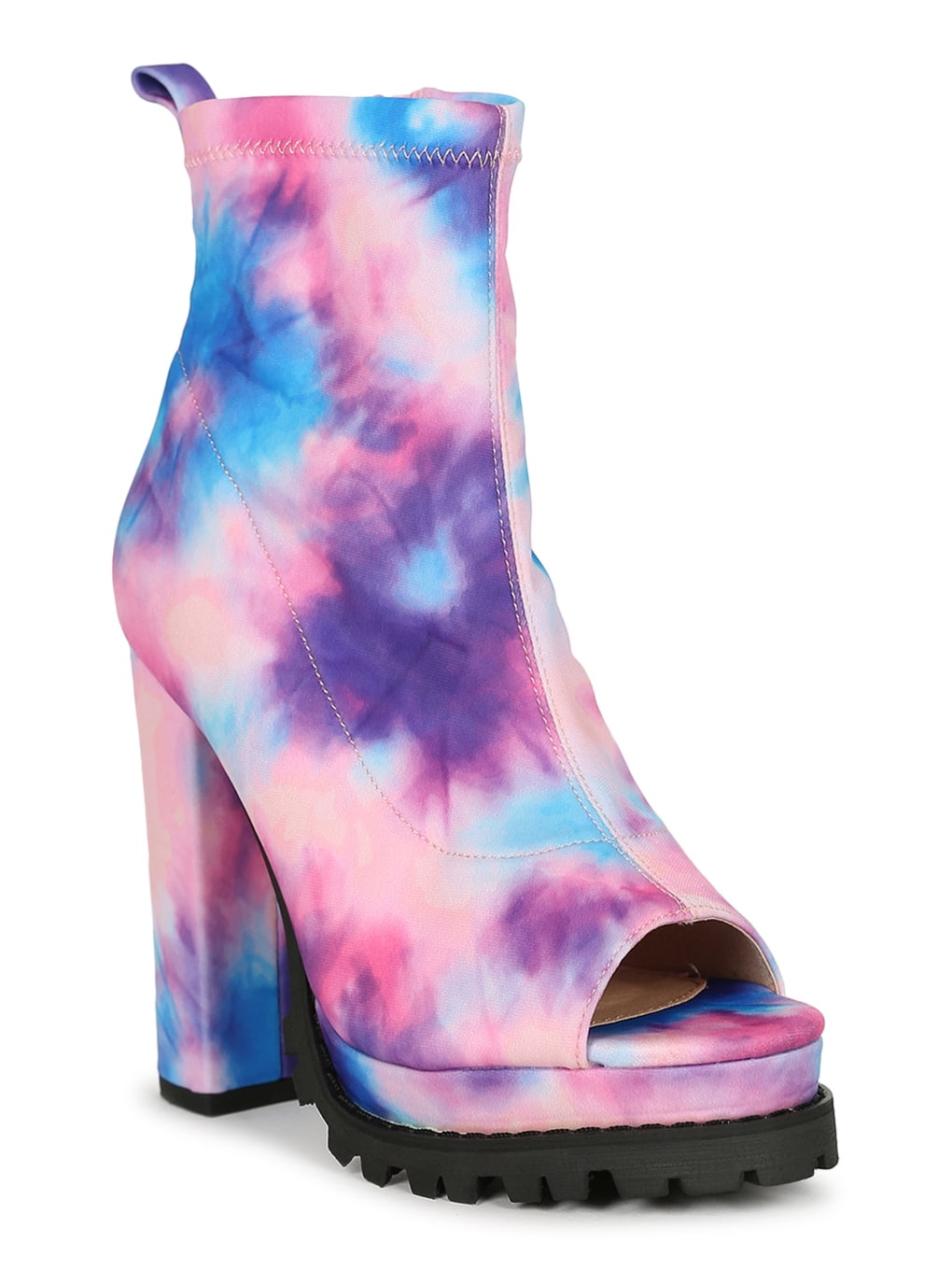 Women Peep Toe Fitted Chunky Platform Lug Sole Booties 19523 - Walmart.com