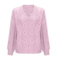 Fall Sweaters for Women Long Sleeve V Neck Cute Crochet Sweater Casual ...