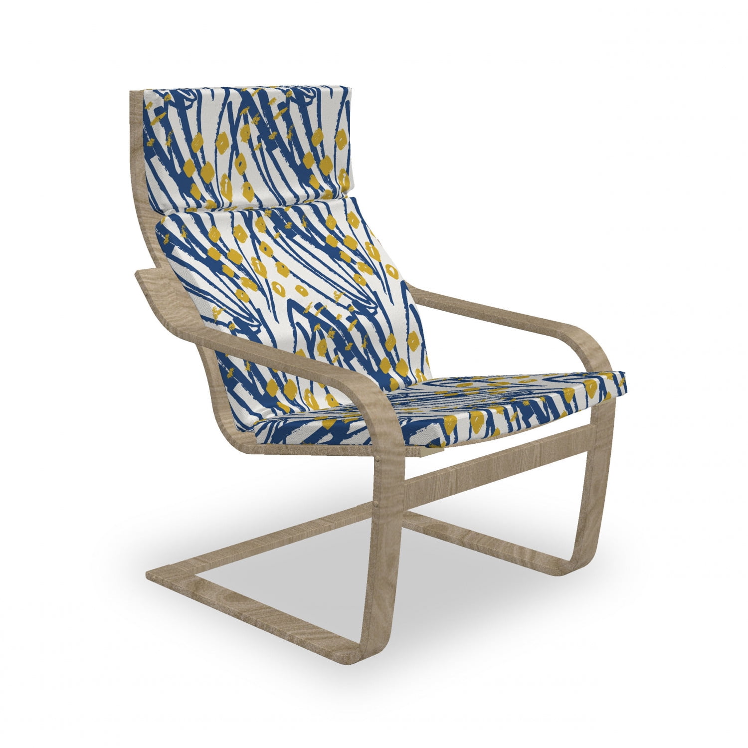 Mustard Armchair Pad and Slipcover, Brush Strokes Drawn Modern Abstract ...
