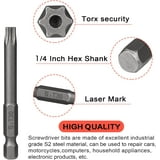 Tonsiki torx Bit Set with 1/4 inch Magnetic Screwdriver Bit Driver , 11Pcs Tamper Proof Security ...
