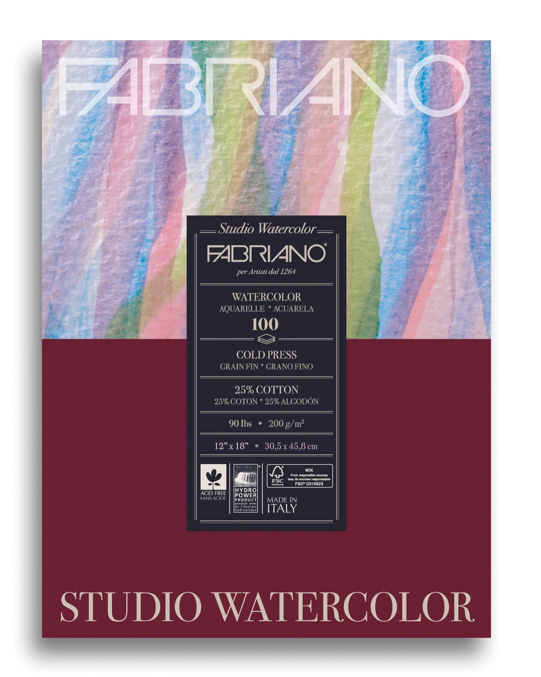 Fabriano Studio Watercolor Paper, Cold-Press, 9" x 12", 90 lb ...