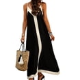 BRGZLK Womens Maxi Dress Summer 2026 Stylish Colorblock V Neck ...