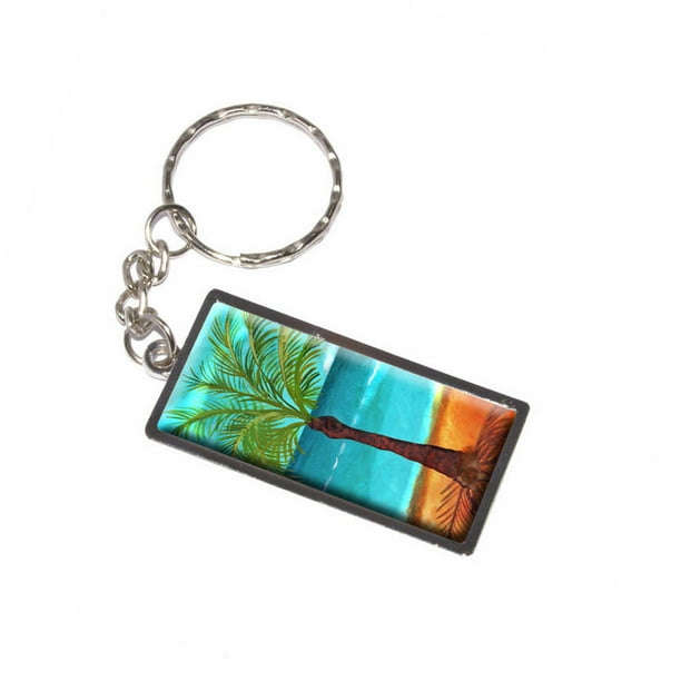 Palm Tree Blue Beach Tropical Ocean Vacation Hawaii Island Keychain Key ...