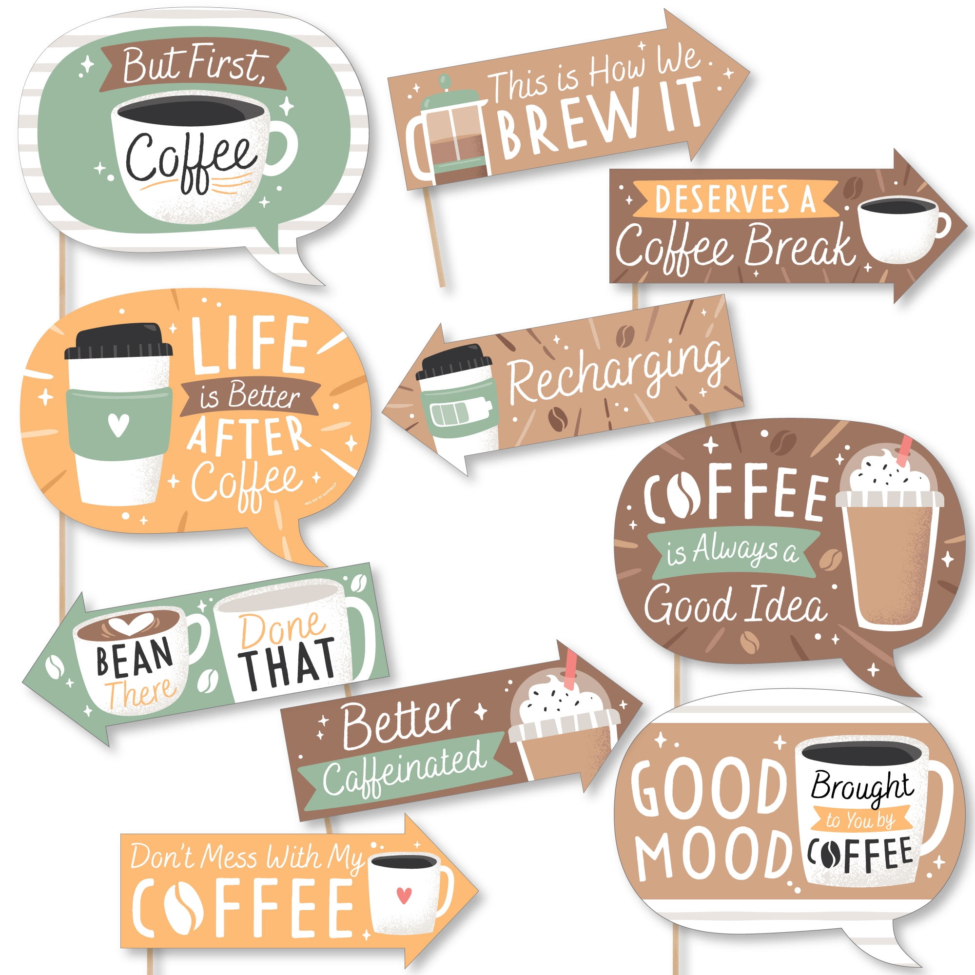 Big Dot of Happiness Funny But First, Coffee - Cafe Themed Party Photo ...