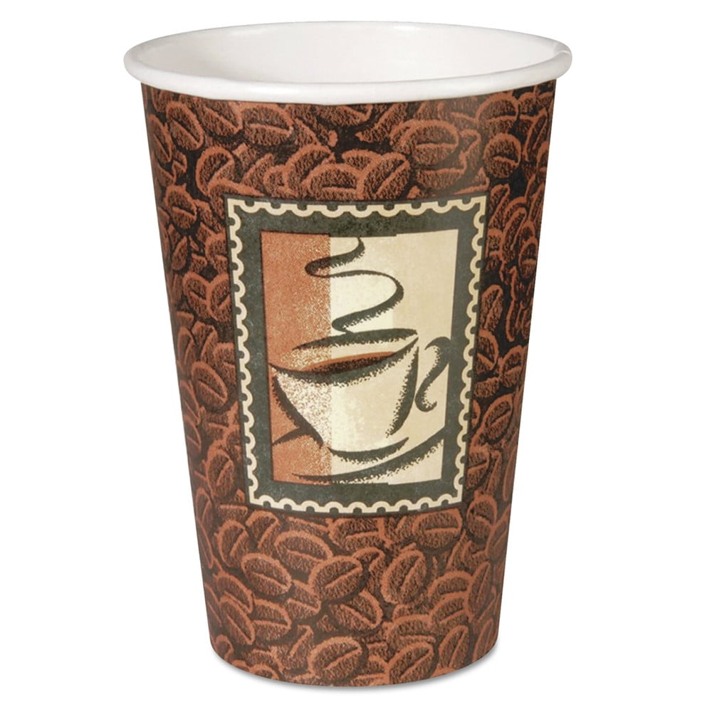 16 oz. Hot Polycoated Paper Cup - Brown, Java Design (50-Piece/Bag ...
