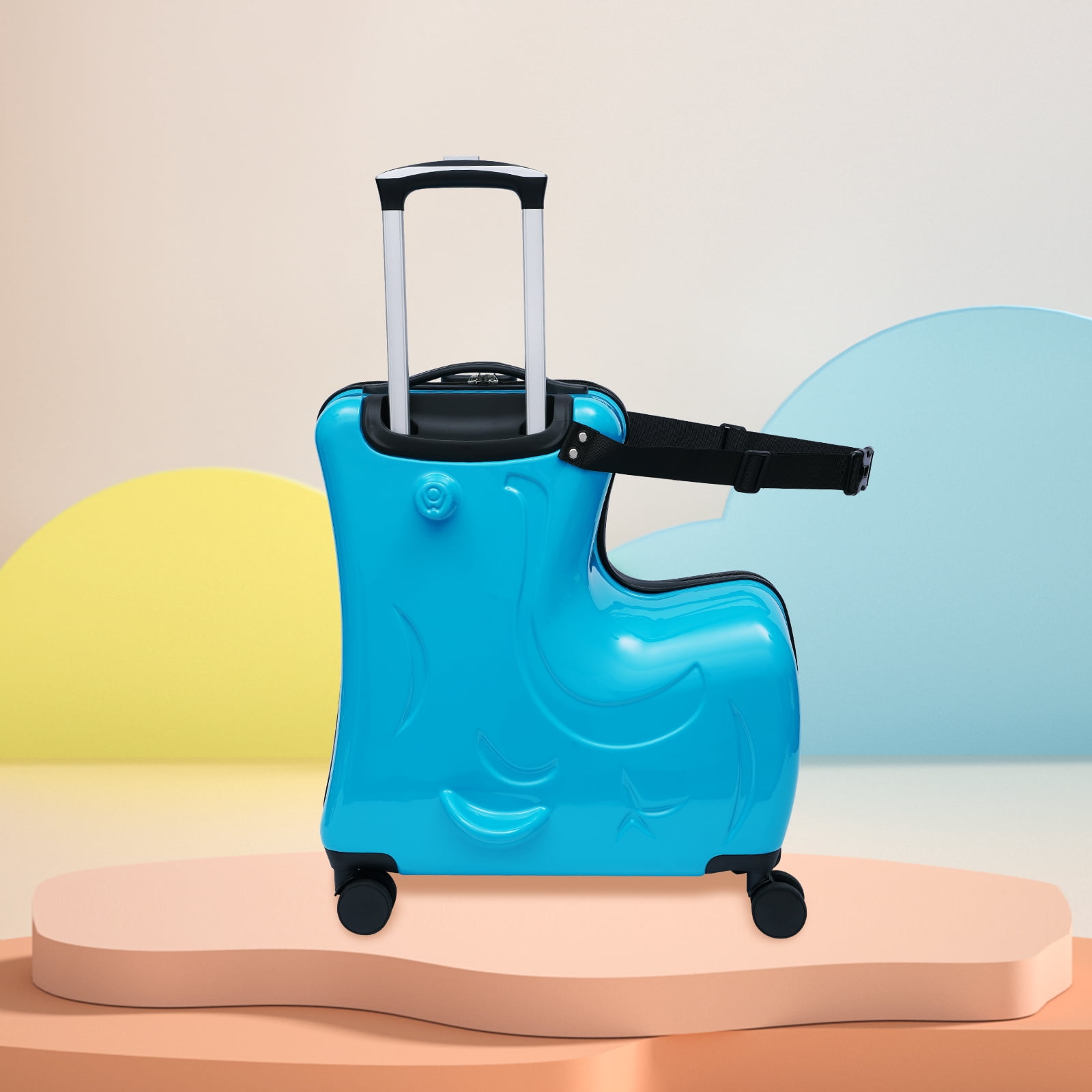 YIYIBYUS 20 Inch Blue Children's Suitcase Kids Ride-On Suitcase Spinner ...