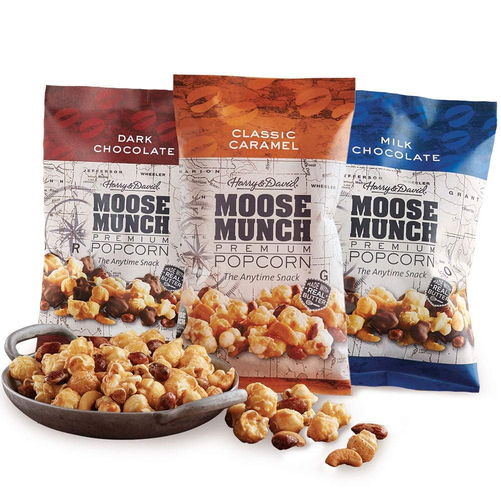 Harry & David Moose Munch Premium Popcorn 3 Flavor Variety Pack: Dark ...