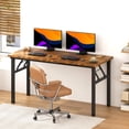 47 Inches Folding Computer Desk Retro Wood Finish Portable Home Office ...