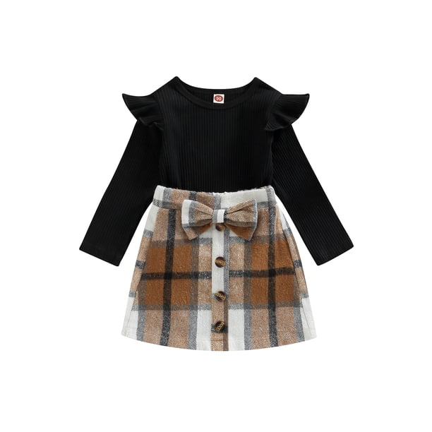 Nituyy Kids Girls Dress Suit, Long Sleeve Round Neck Ruffle Solid Color ...