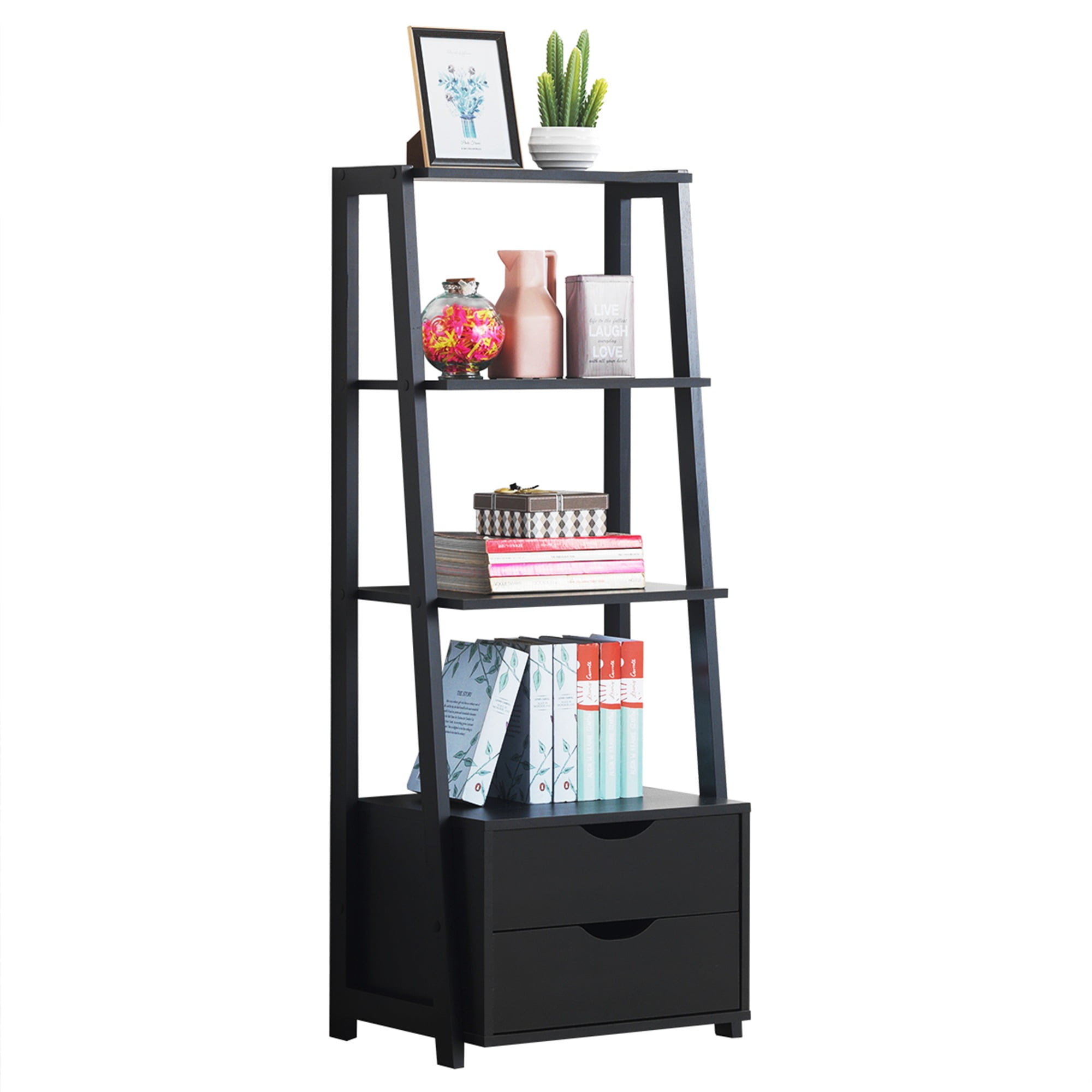 Click here for Costway 4-Tier Ladder Shelf Bookshelf Bookcase Sto... prices