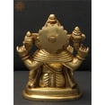 5" Chaturbhuja Lord Ganapati Brass Statue - Four-Armed Ganesha ...