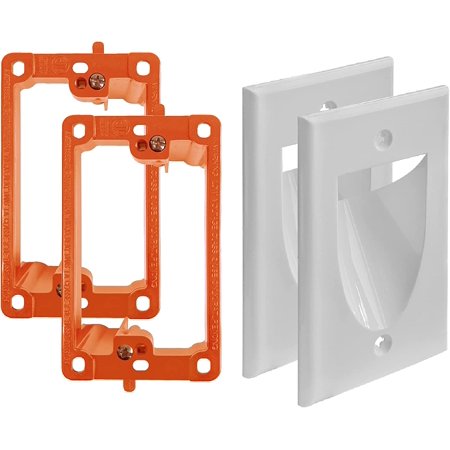 BestMounts in-Wall Cable Management 1-Gang Low Voltage Cable Plate with ...