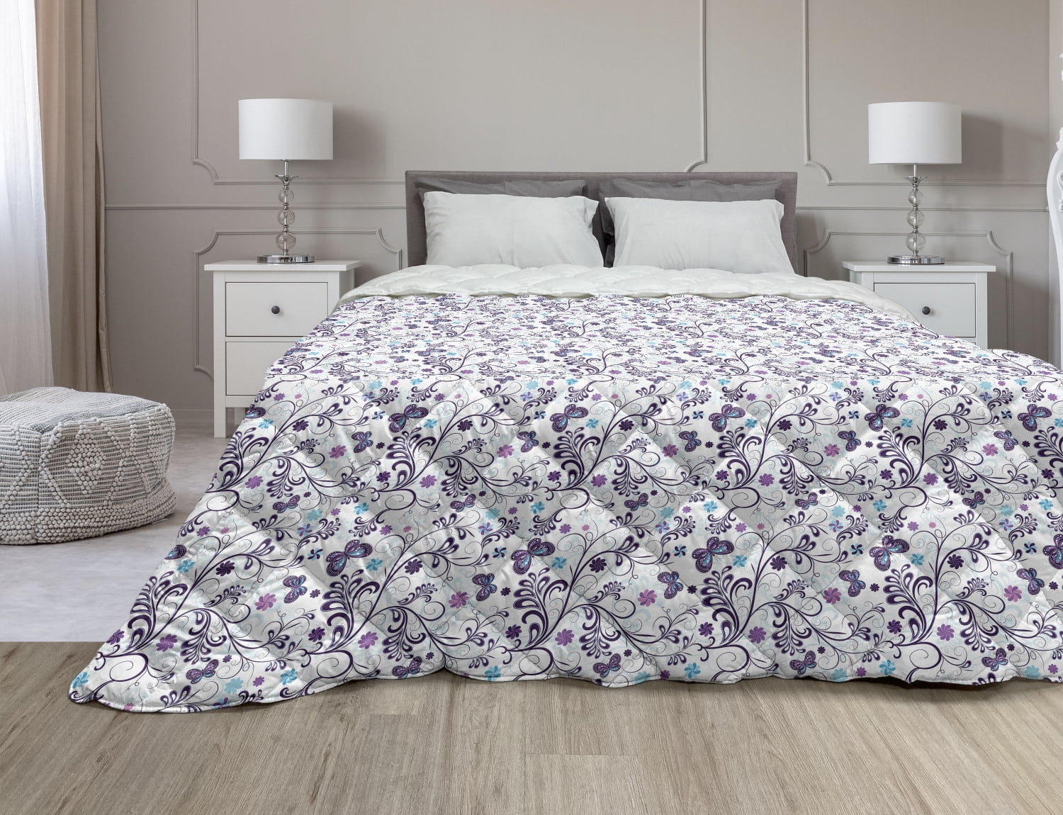 Floral Down Alternative Comforter, Earthen Toned Leafless Autumn ...